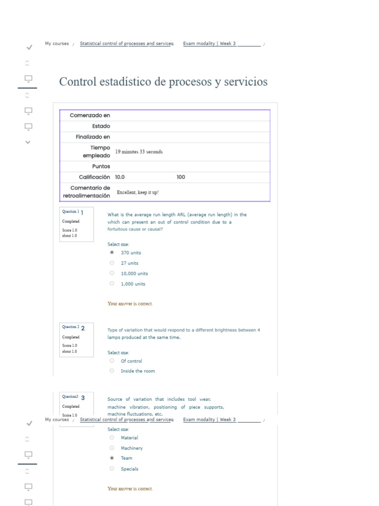 Examination Modality - Week 3 - Statistical Process Control Exam 3 ...