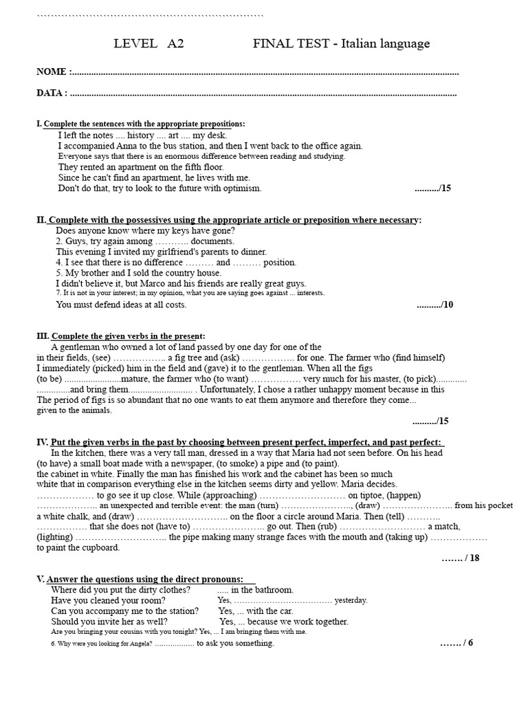 level A2 final | PDF | Language Mechanics | Grammar