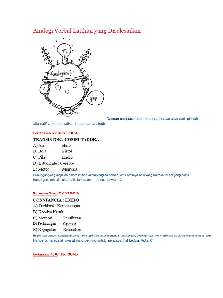 Latihan Analogi Verbal Terlengkap | PDF