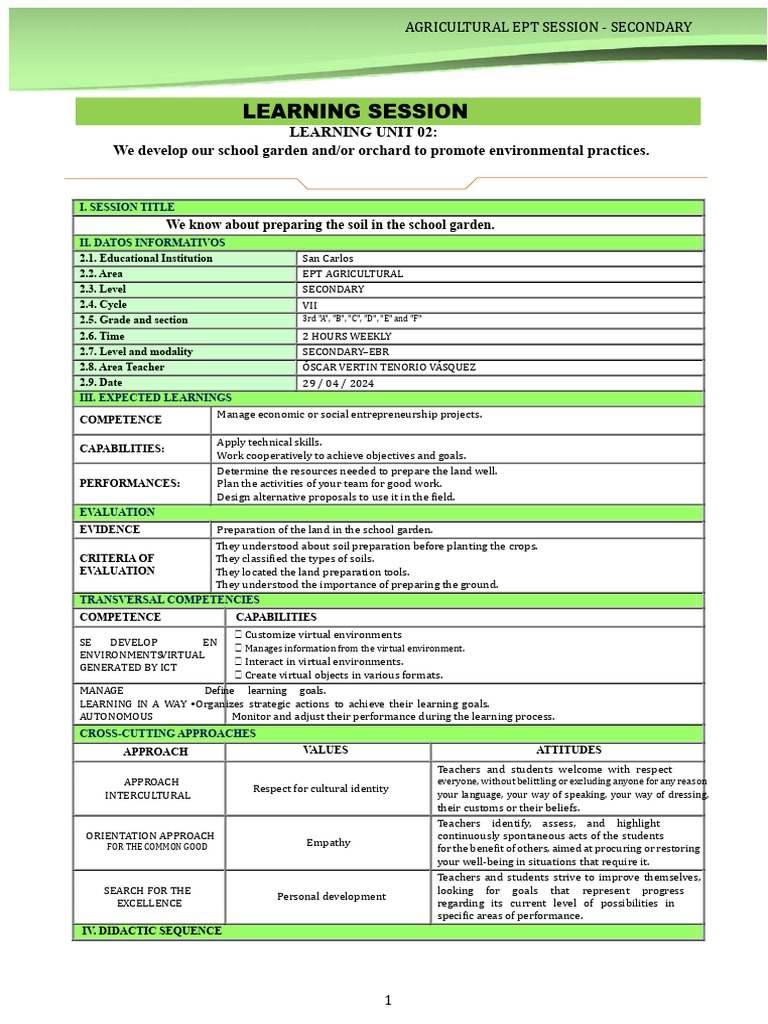2nd SESSION ACTV 01.2 EPT AGROP. 2024 | PDF | Tillage | Soil