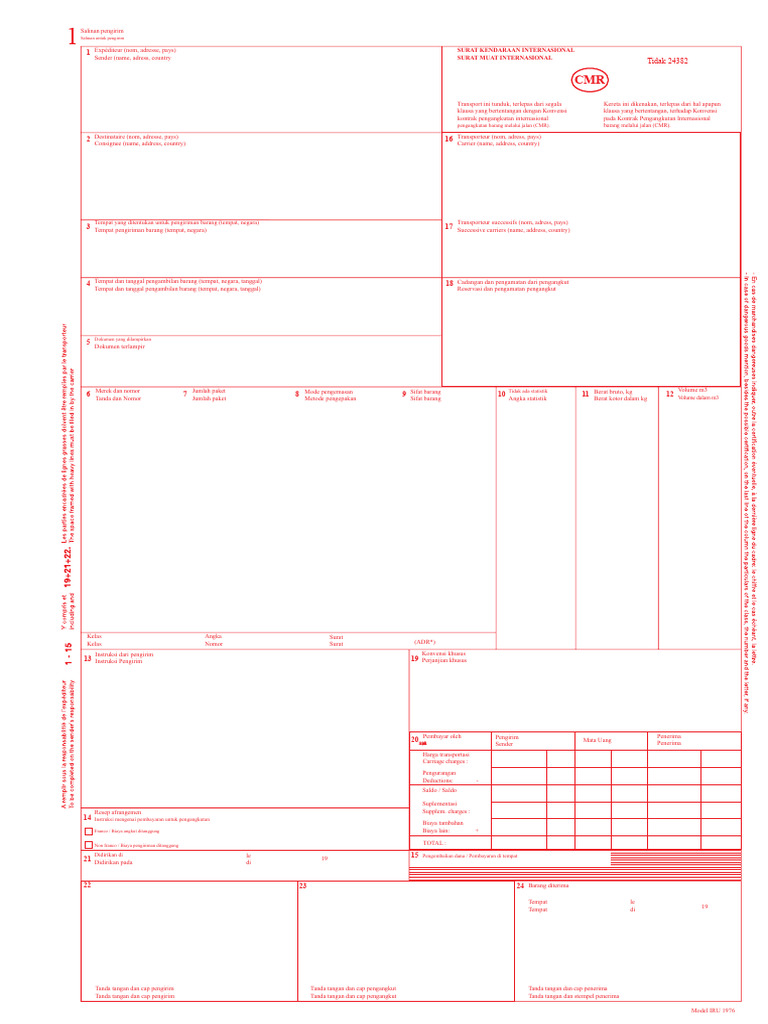 Surat Kendaraan Internasional CMR | PDF
