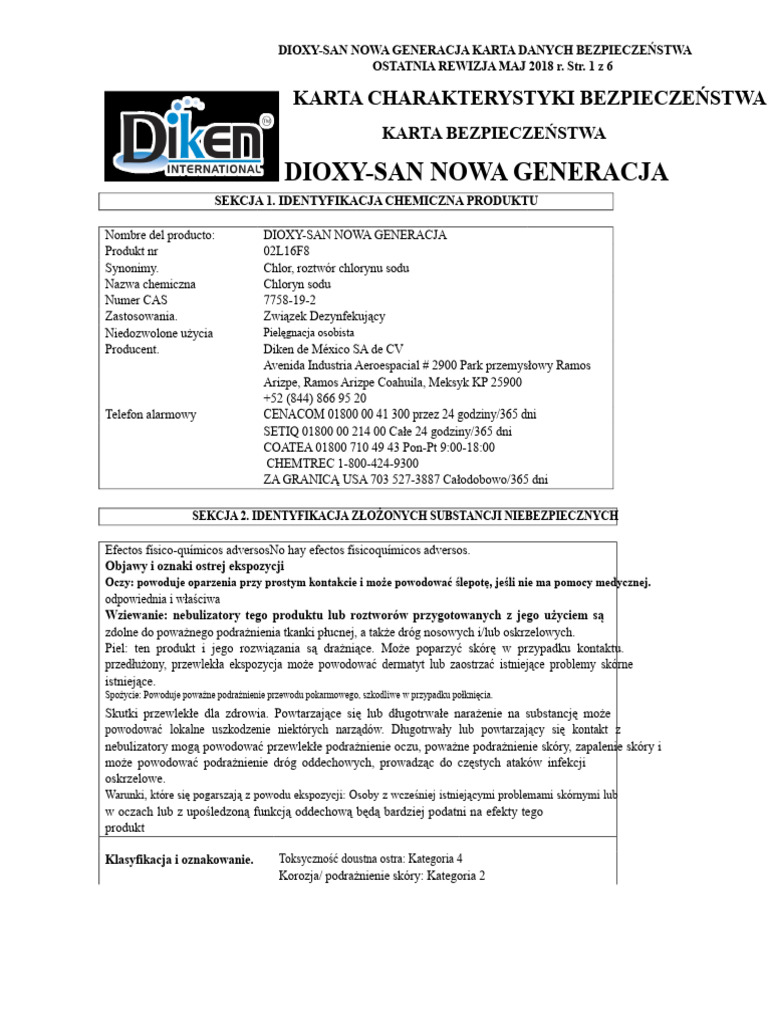 Dioxy-San NG HDS | PDF
