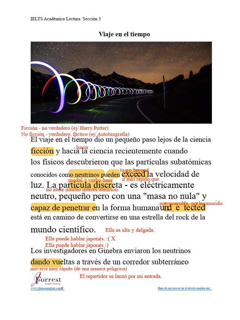Viaje en El Tiempo Revisión de Artículo Del Pasaje 3 Del IELTS Por ...