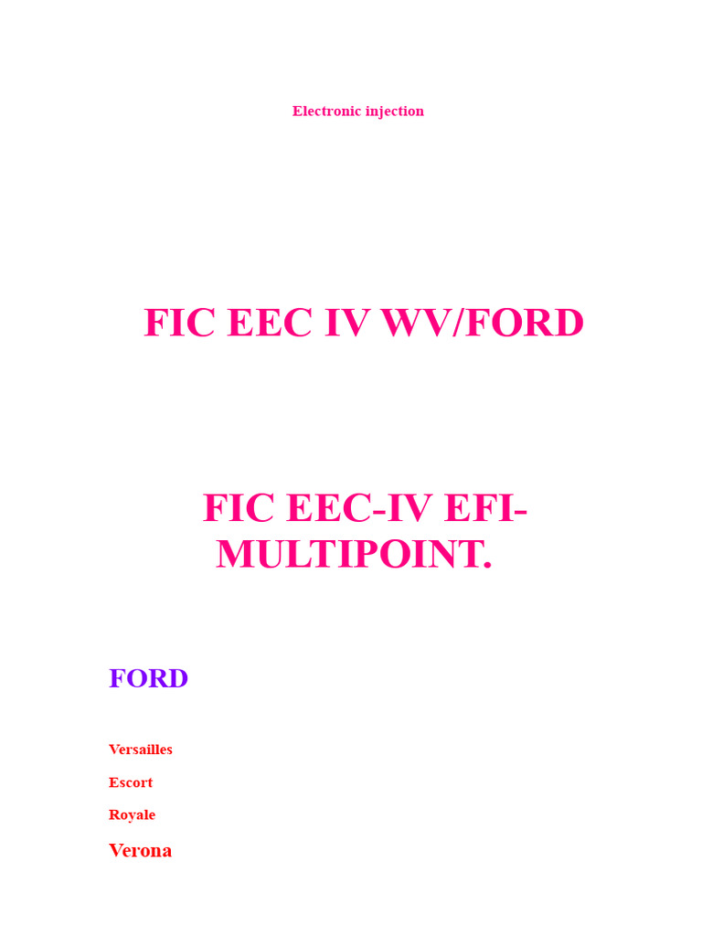 Ford FIC EEC4 Multi-Point Injection Module | PDF | Throttle | Fuel ...