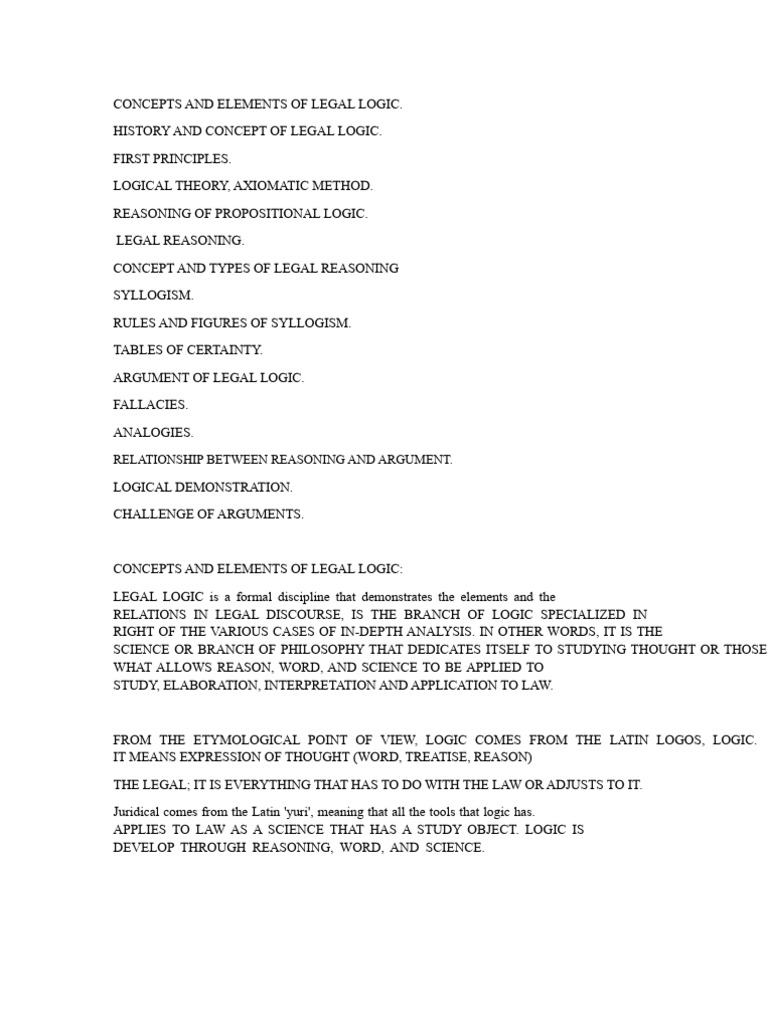Concepts and Elements of Legal Logic | PDF | Logic | Reason