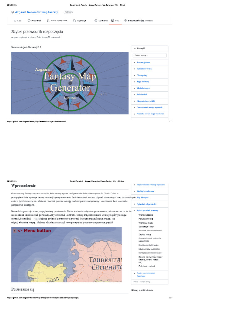 Szybki Poradnik Startowy Azgaar - Fantasy-Map-Generator Wiki GitHub | PDF