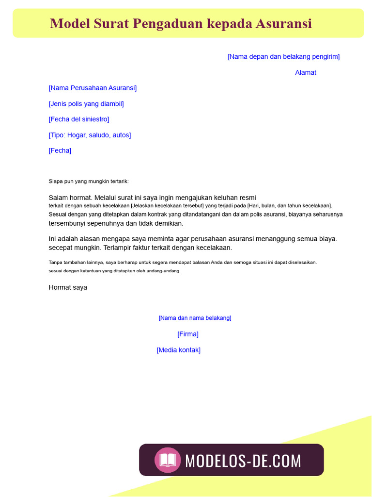 Model-Surat-Keluhan-ke-Asuransi (1) | PDF