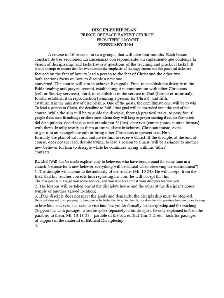 Discipleship Plan | PDF | Disciple (Christianity) | Jesus