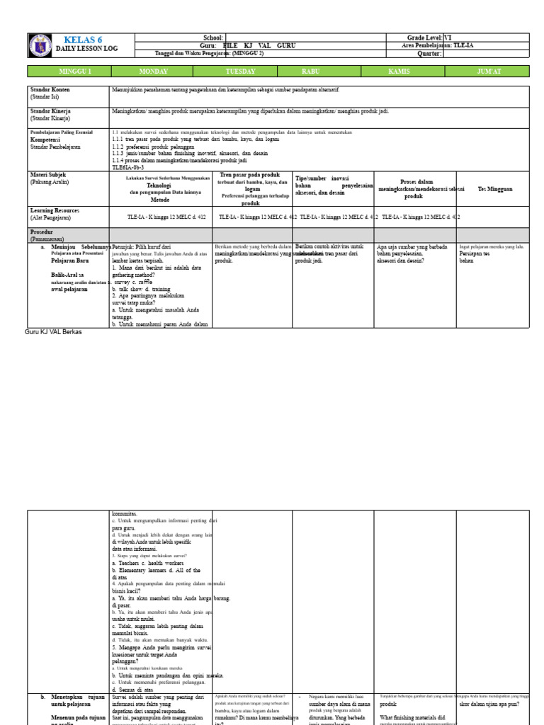 DLL TLE-IA6 MINGGU 2_Q2 oleh Guru KJ VAL | PDF