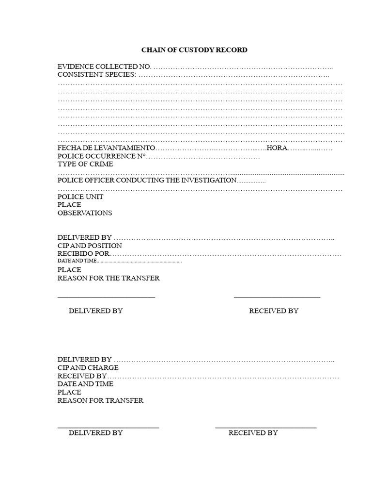 Evidence Chain of Custody Form | PDF | Evidence | Criminal Justice
