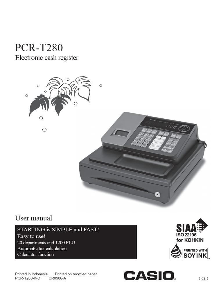 CASIO PCR-T280 Cash Register Manual | PDF | Electrical Connector | Ac ...