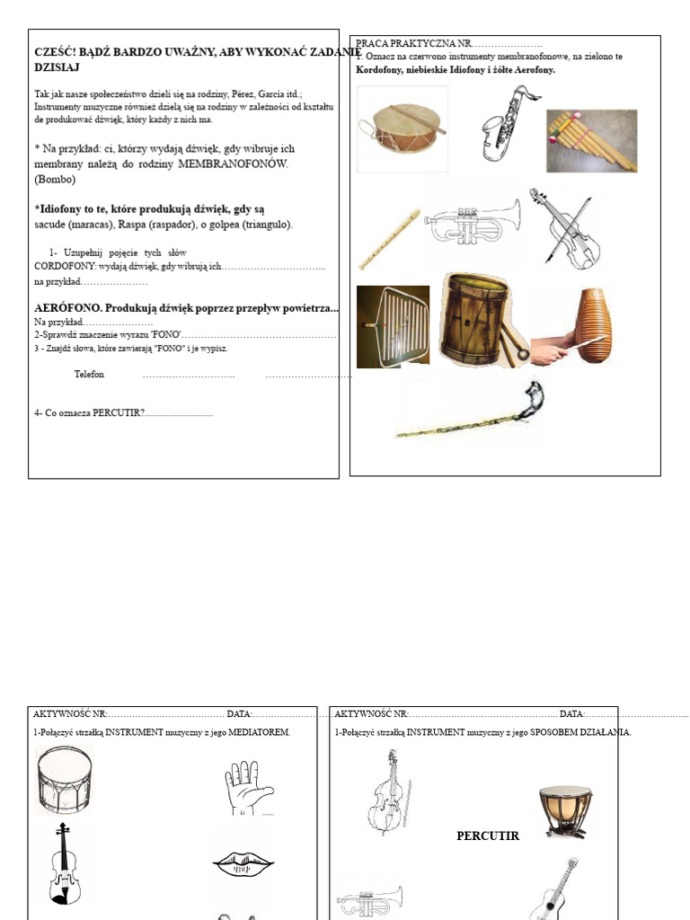 Aktywności Instrumenty Muzyczne | PDF