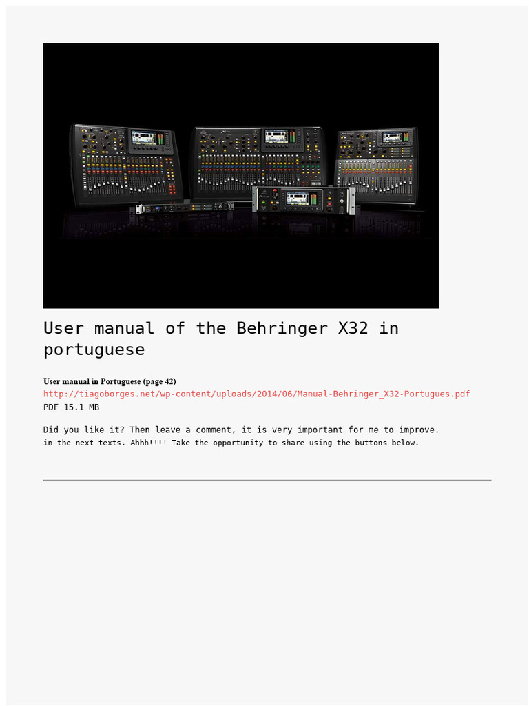 Behringer X32 User Manual in Portuguese | PDF | Usb Flash Drive ...