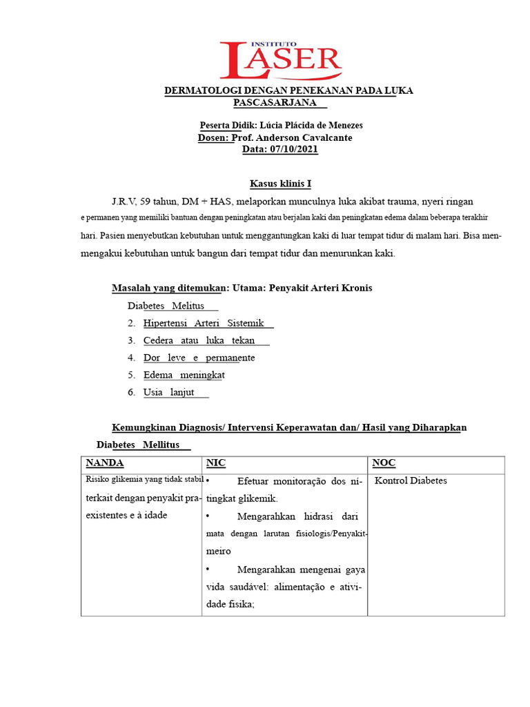 STUDI KASUS. NANDA. NIC DAN NOC. prof. Anderson Cavalcante 2021 | PDF