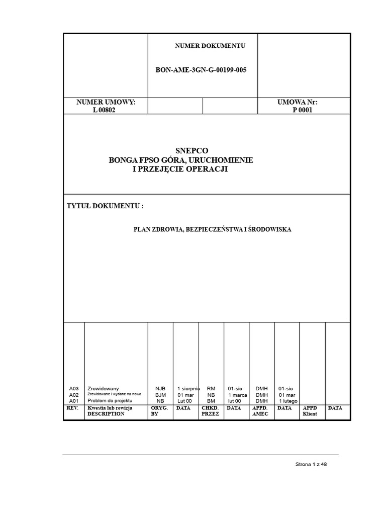 Plan HSE - FPSO Topside PDF | PDF
