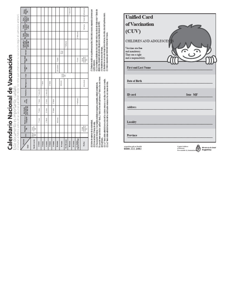 0000001497cnt Vaccination Card For Children and Adolescents | PDF ...