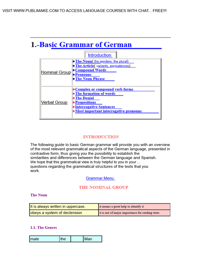 Basic German Grammar | PDF | Grammatical Gender | Verb