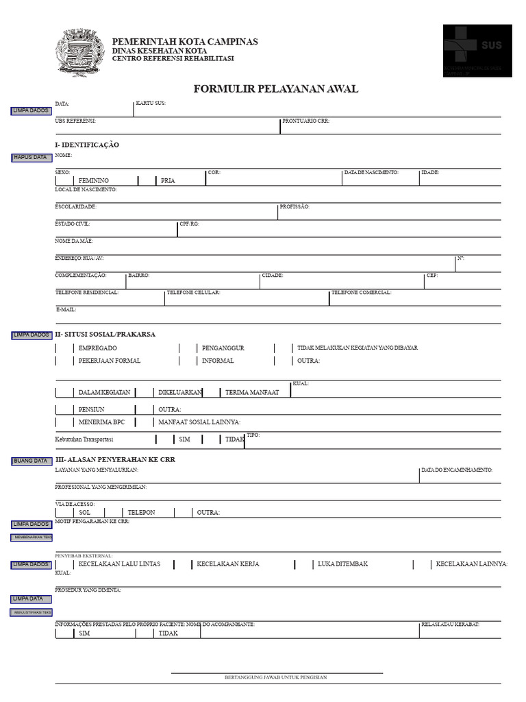 Model Formulir Layanan Awal. | PDF