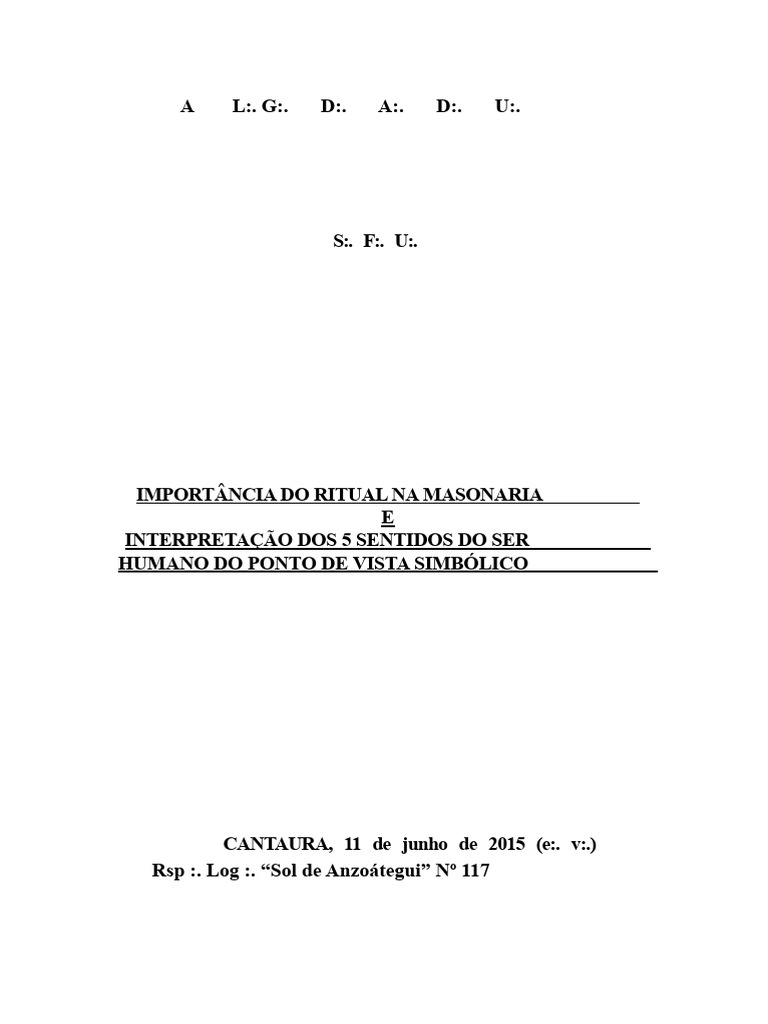 Ritual e Sentidos na Maçonaria | PDF | Maçonaria | Rituais
