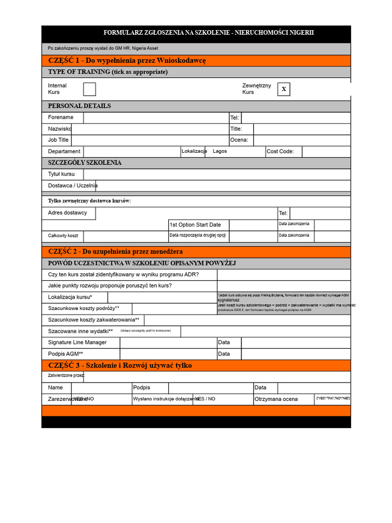 Formularz Zgłoszeniowy Na Szkolenie - MPD | PDF
