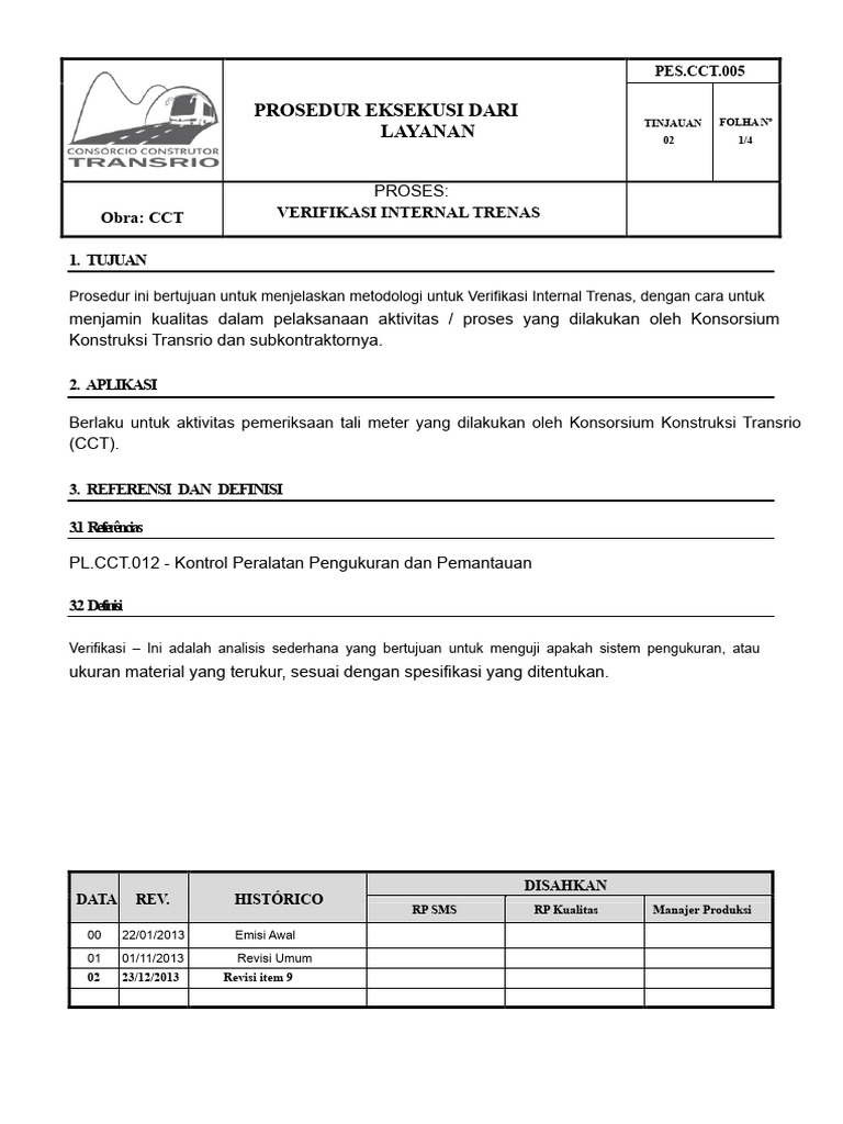 Prosedur Verifikasi Internal Trenas CCT | PDF