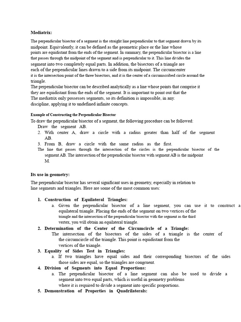 Understanding Perpendicular Bisectors in Geometry | PDF | Triangle ...