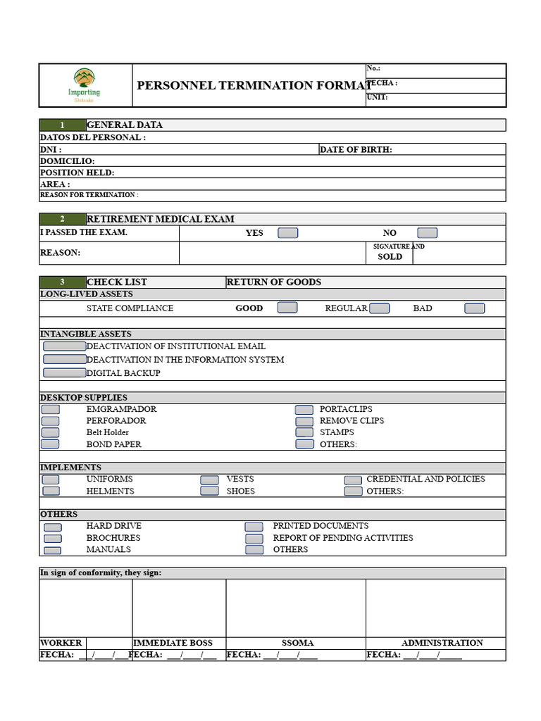 Personnel Termination Format | PDF
