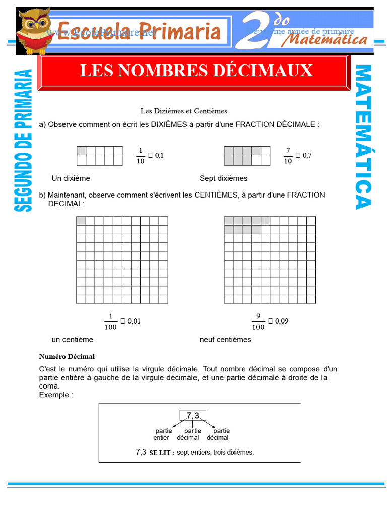 Les Nombres Décimaux Pour Le Deuxième Année Primaire | PDF | Décimal ...