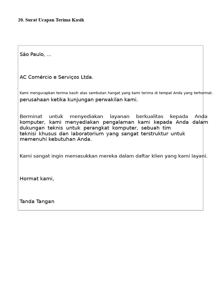 Tst - Model Surat - Surat Terima Kasih | PDF