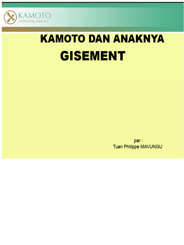 Gisement Kamoto: Metode dan Sejarah Pertambangan | PDF