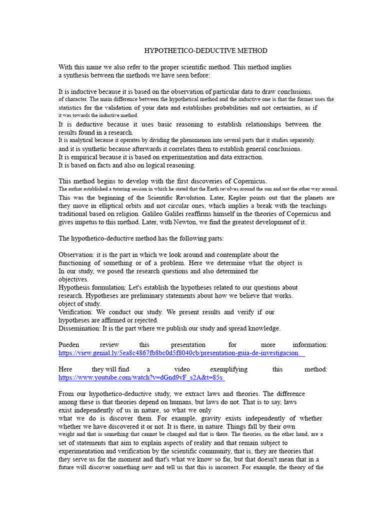 Hypothetical Deductive Method (Study Material) | PDF | Hypothesis | Theory