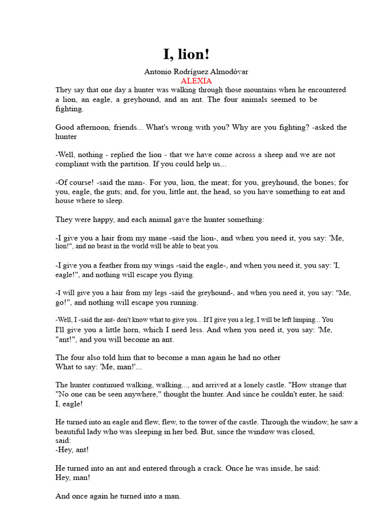 I Lion | PDF | European Legendary Creatures | Traditional Stories