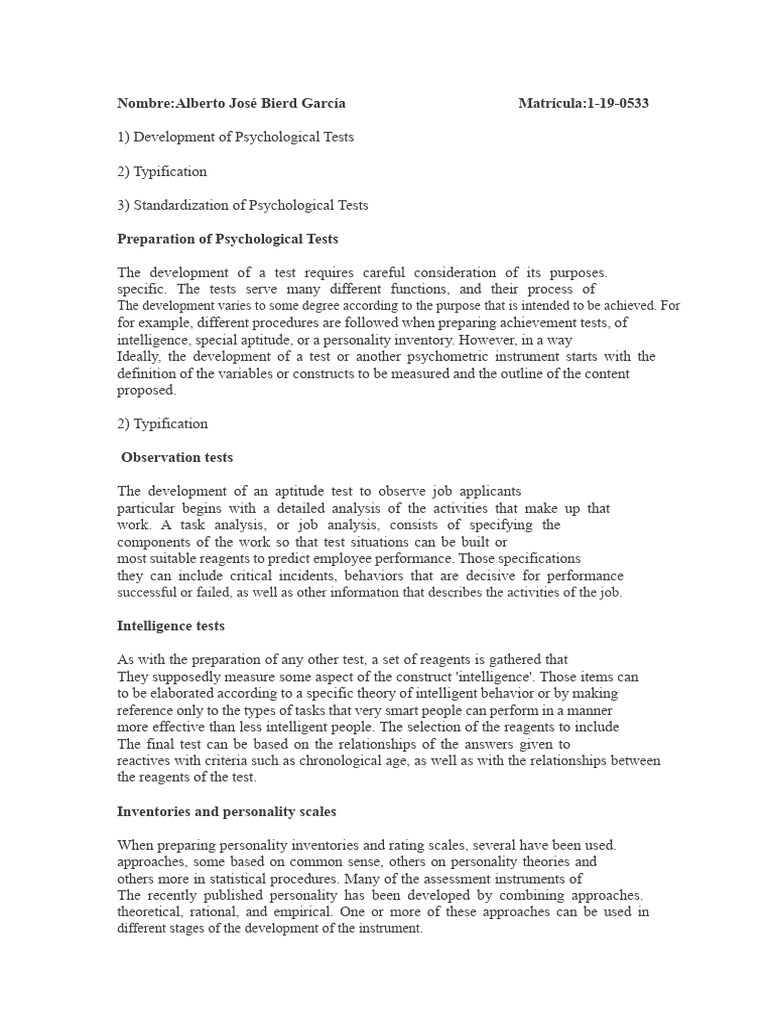 Preparation, Typification, and Standardization of Psychological Tests ...