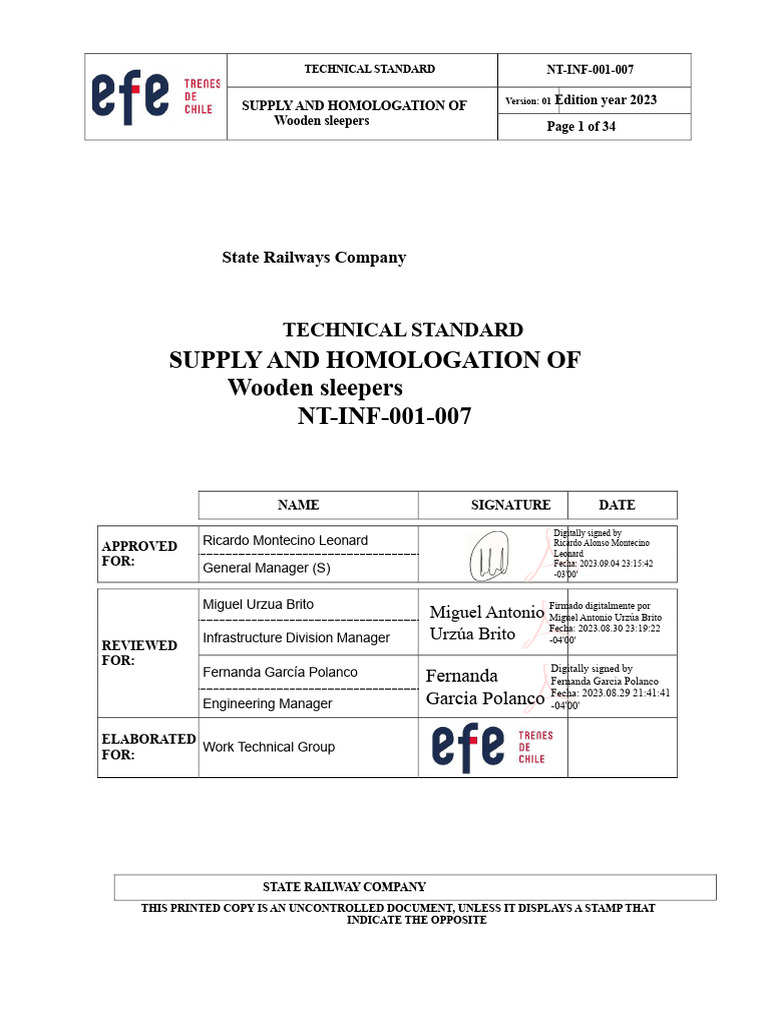 NT-InF-001-007 - Supply and Standardization of Wooden Sleepers Final | PDF | Wood | Engineering ...