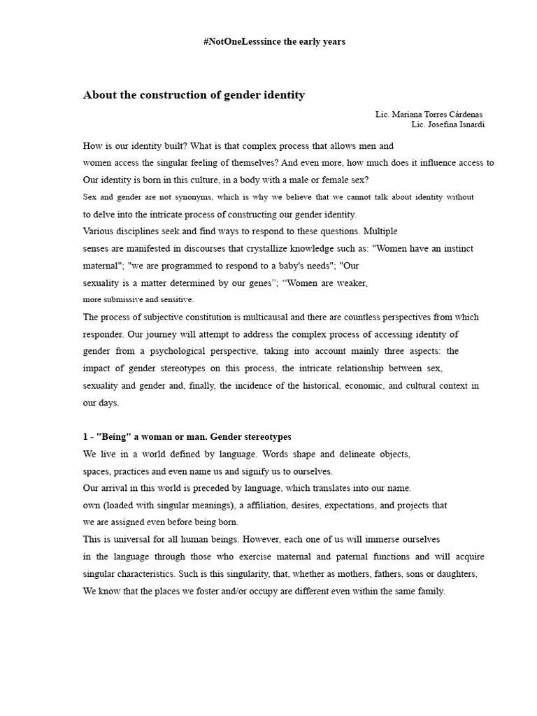Gender Identity Construction Explained | PDF | Gender Studies | Gender