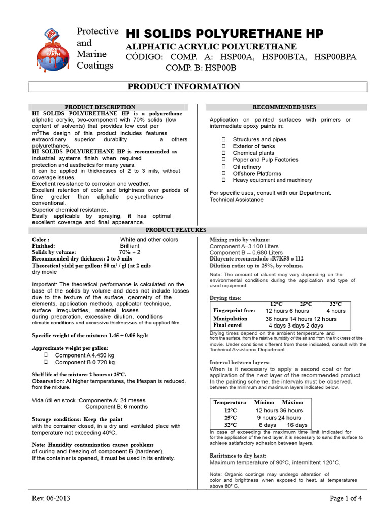 Hi Solids Polyurethane HP Series 1 | PDF | Paint | Epoxy