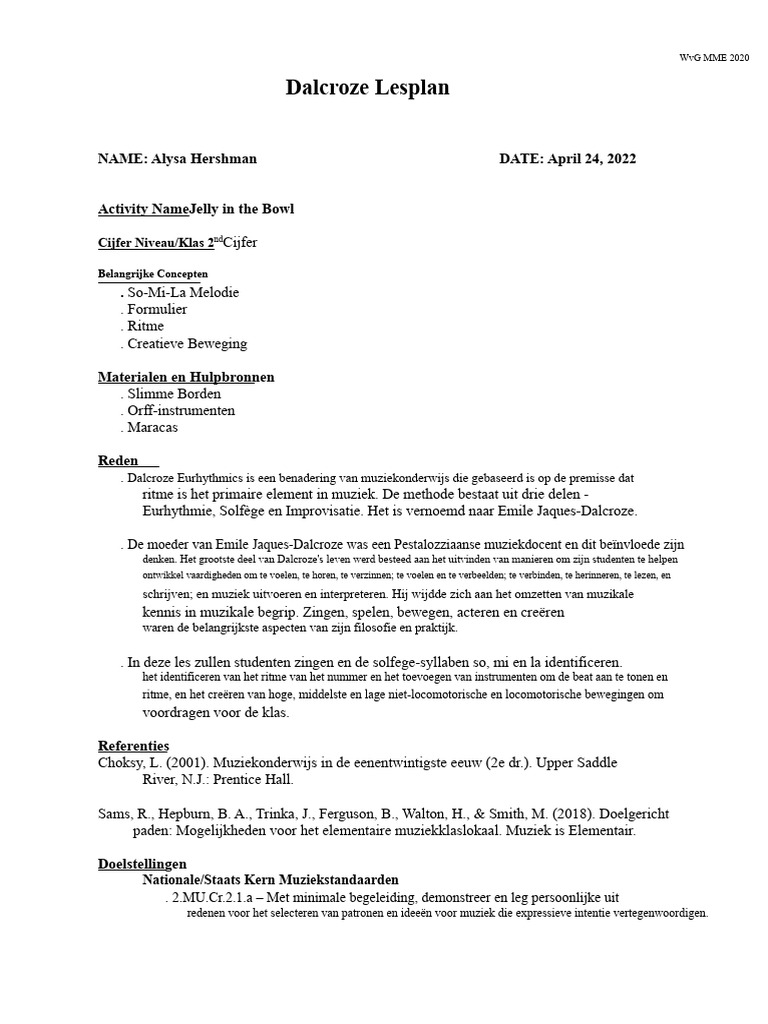 dalcroze lesplan | PDF