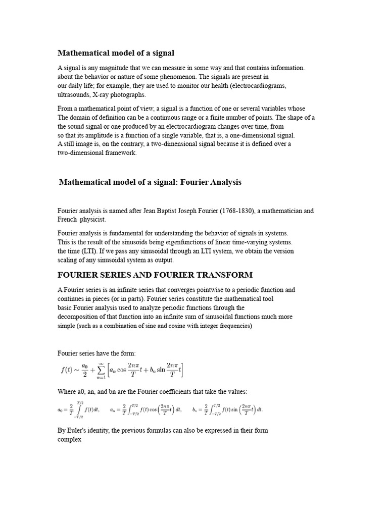 Mathematical Signal Modeling Techniques | PDF | Fourier Series ...