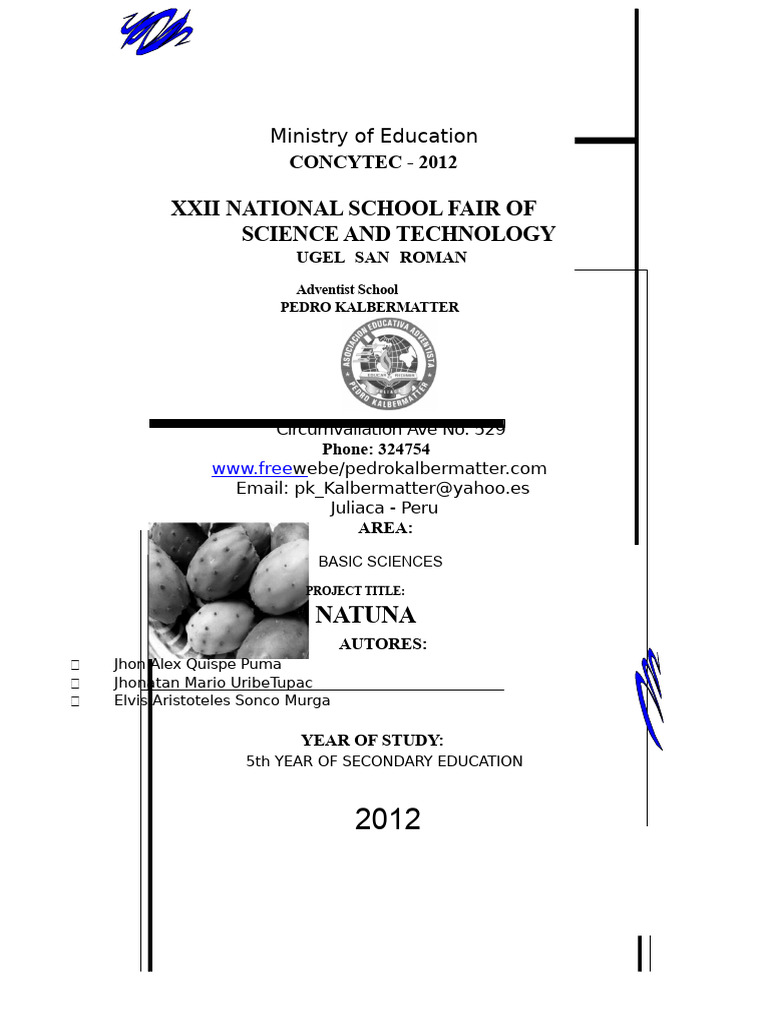 Science Fair Project of La Tuna | PDF