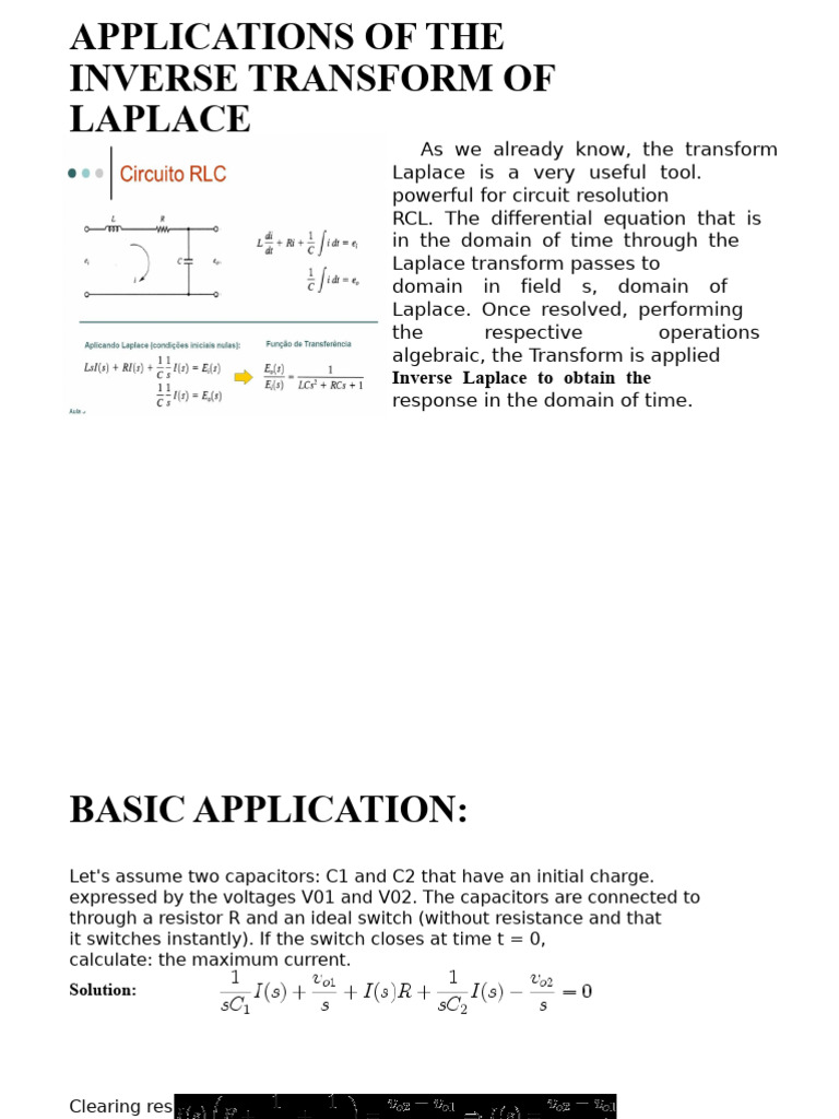 Applications of The Inverse Laplace Transform | PDF | Laplace Transform ...