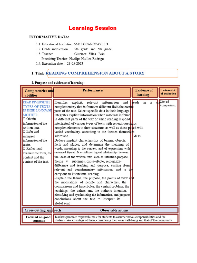 Learning Session Understanding Texts in Quechua | PDF | Reading ...