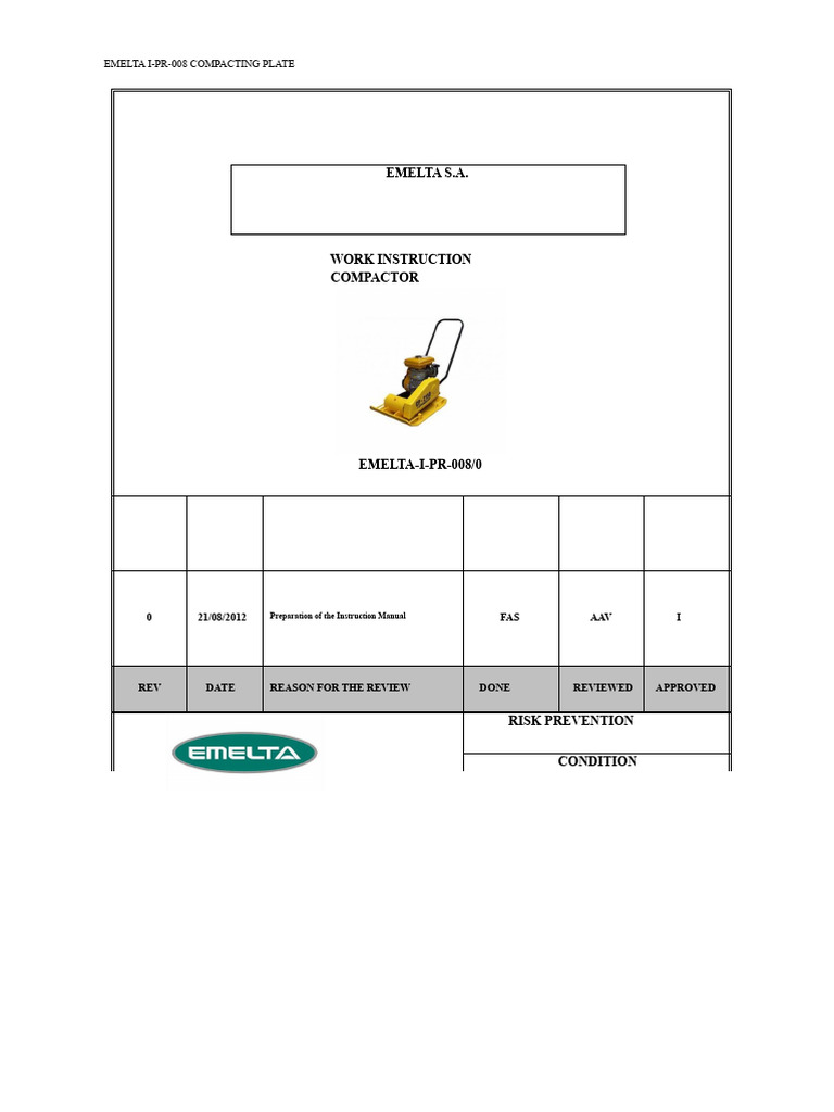 Instruction No. 8 Compactor Plate | PDF | Personal Protective Equipment ...