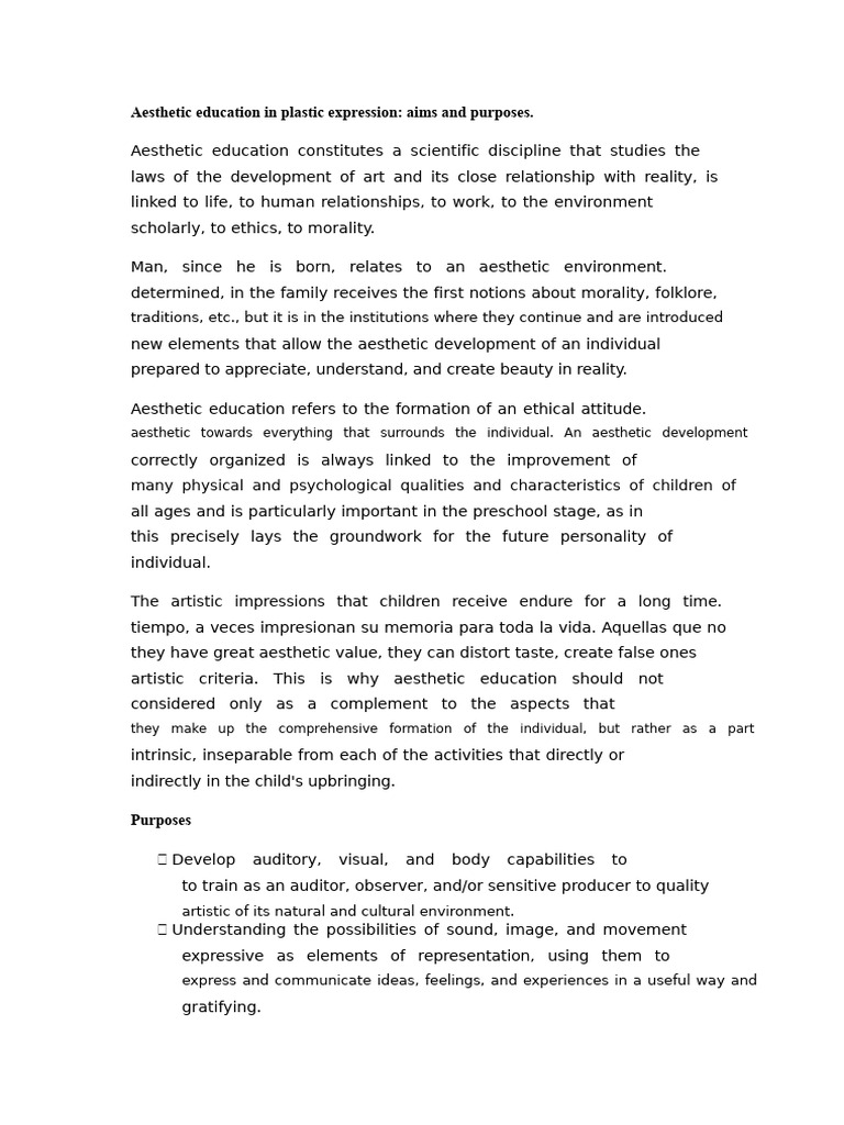 Aesthetic Education in Plastic Expression | PDF | Aesthetics | The Arts