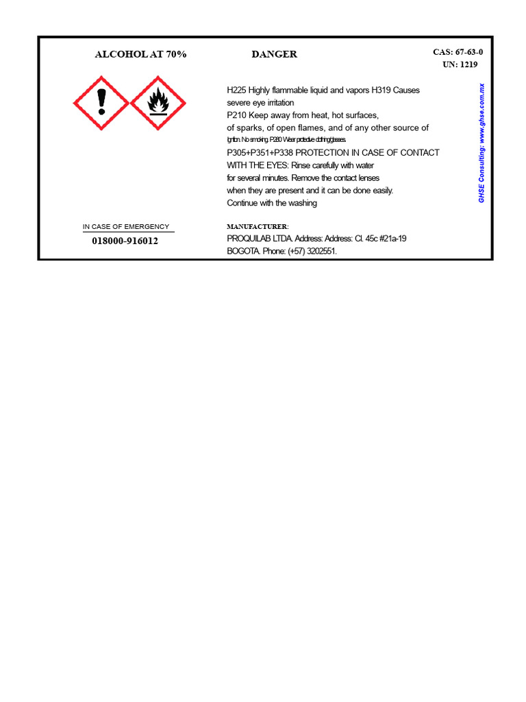 70% Alcohol Safety Data Sheet | PDF