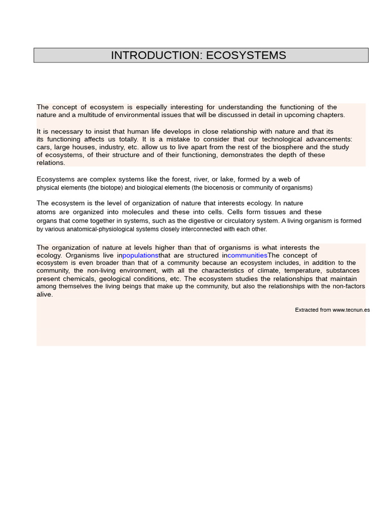 INTRODUCTION Ecosystems | PDF