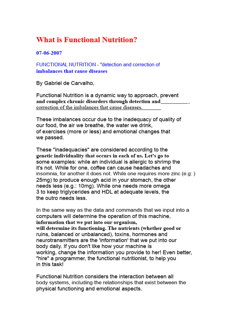 What Is Functional Nutrition - Gabriel de Carvalho - Functional ...