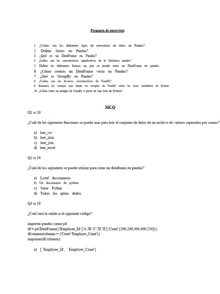 Pregunta_Papel_Ciencia_Datos_Python | PDF | Python (lenguaje de programación) | Ingeniería ...