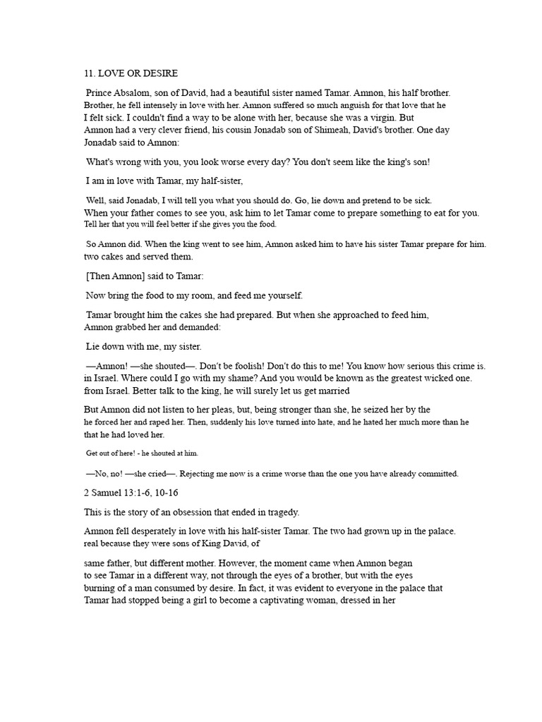 Document (2) Amnon and Tamar | PDF | Love
