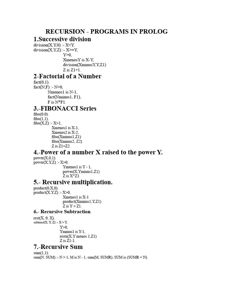 Exercises Recursion Prolog | PDF