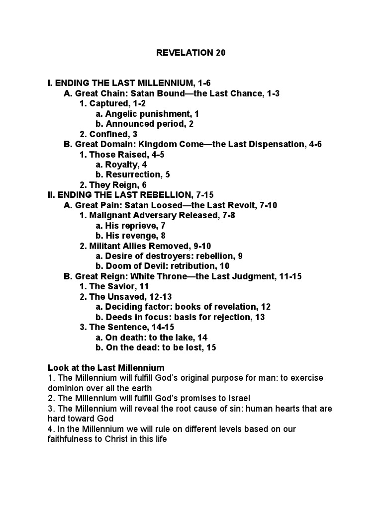 Revelation 20: The Millennium and Judgment | PDF | Millennialism | Last ...